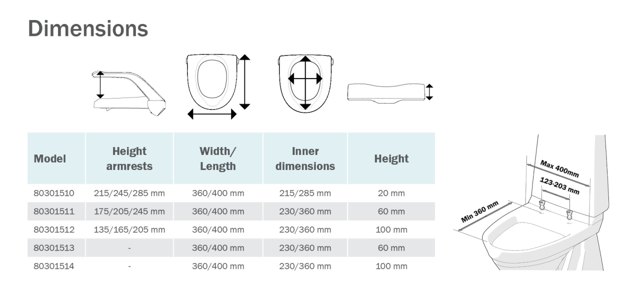 Toalettförhöjning My-Loo med armstöd